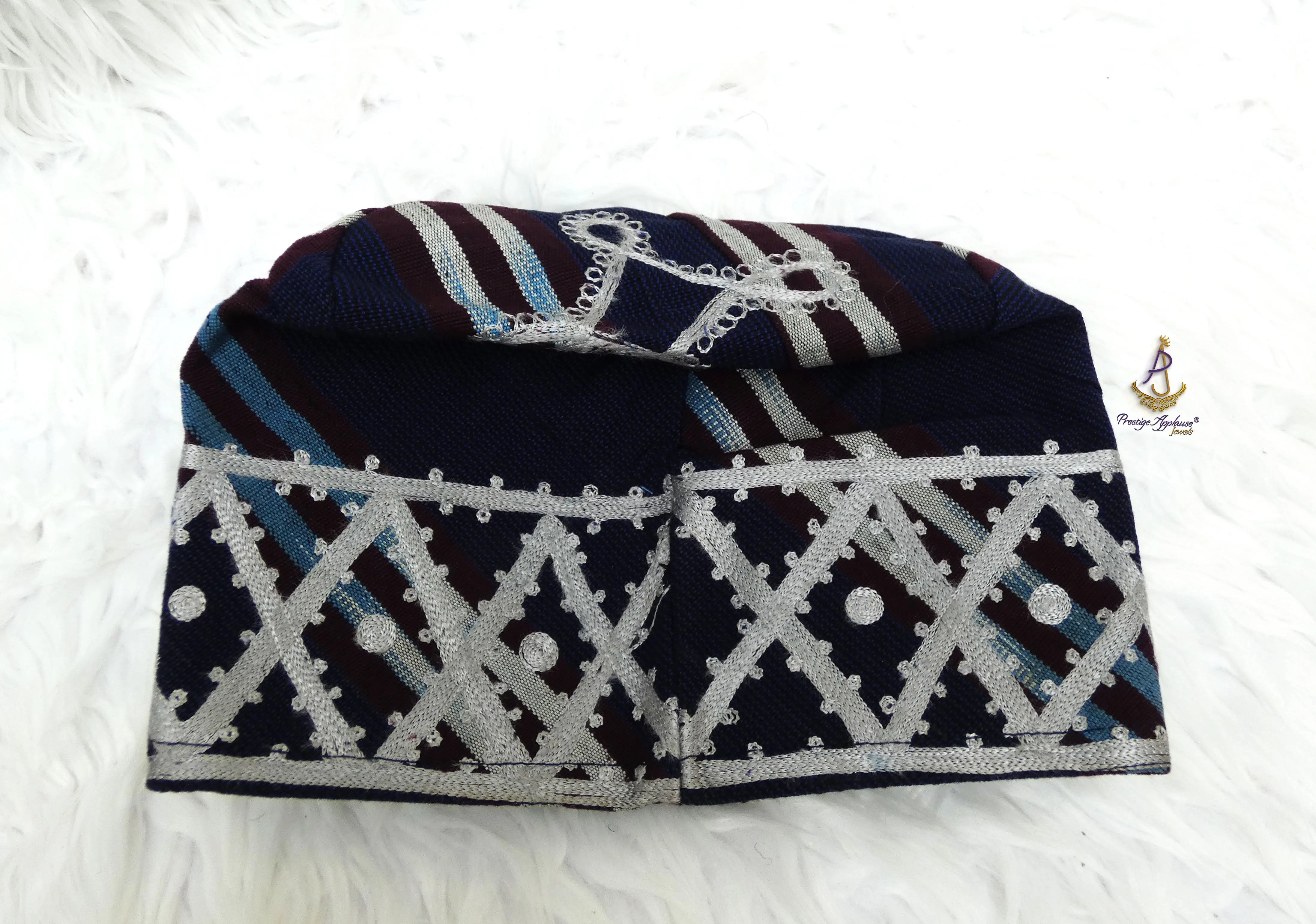 Dark Blue Yoruba Fila Hat Royal Embroidery Designs Aso Oke Groom Fila ...