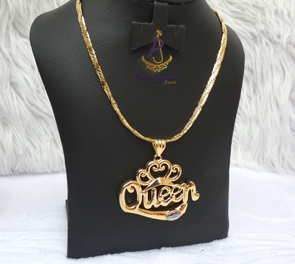QUEEN Italian Gold Plated Crown Pendant Necklace Elegant Jewellery for ...