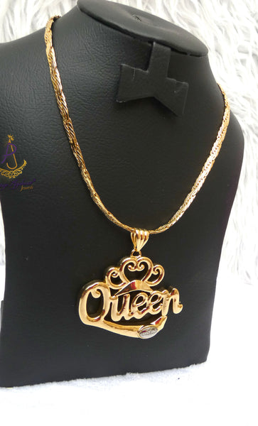 QUEEN Italian Gold Plated Crown Pendant Necklace Elegant Jewellery for ...