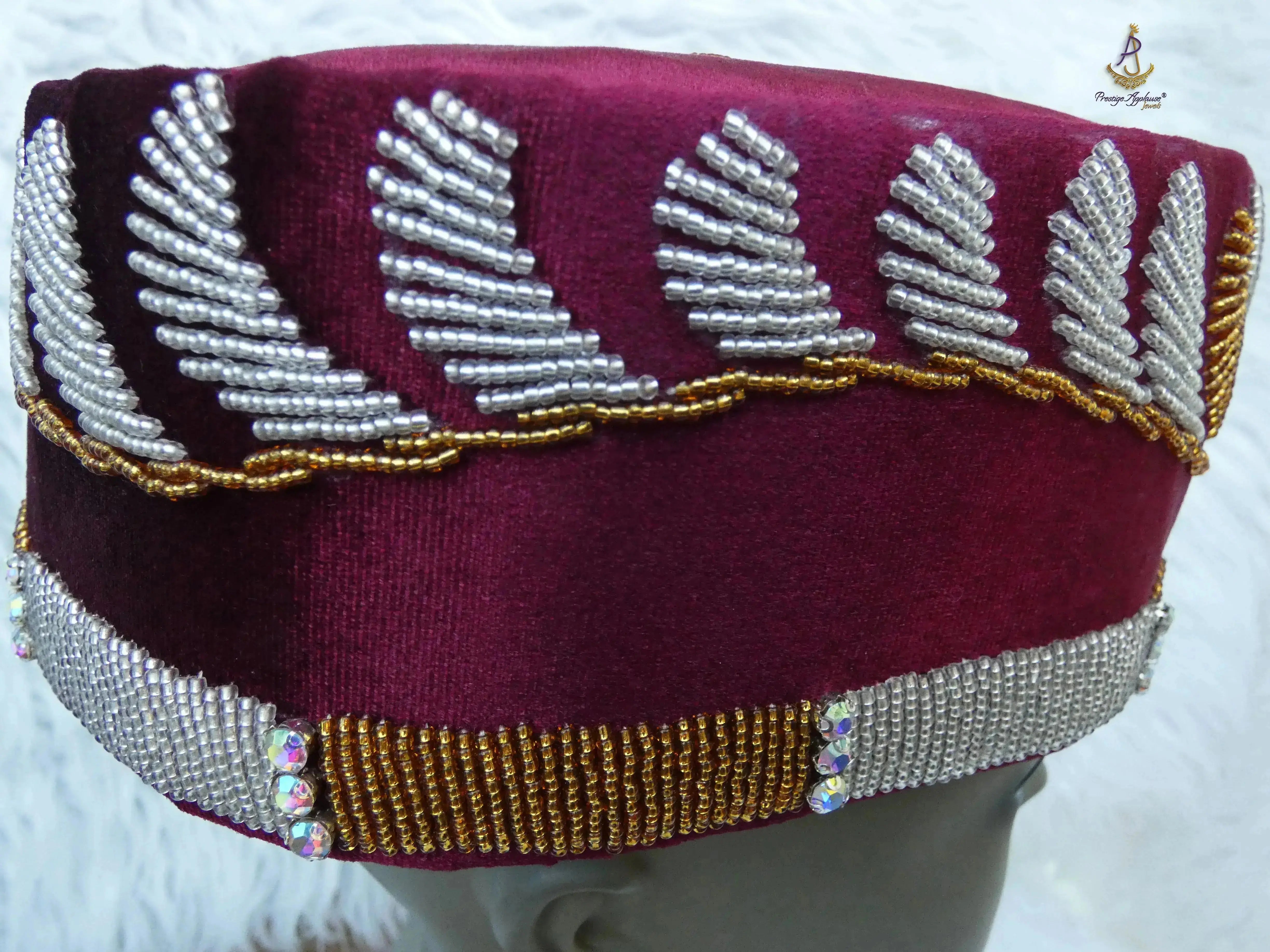 Igbo Chieftaincy Black Red Hat Beaded Ozo Cap Velvet Suede Igbo Cap ...