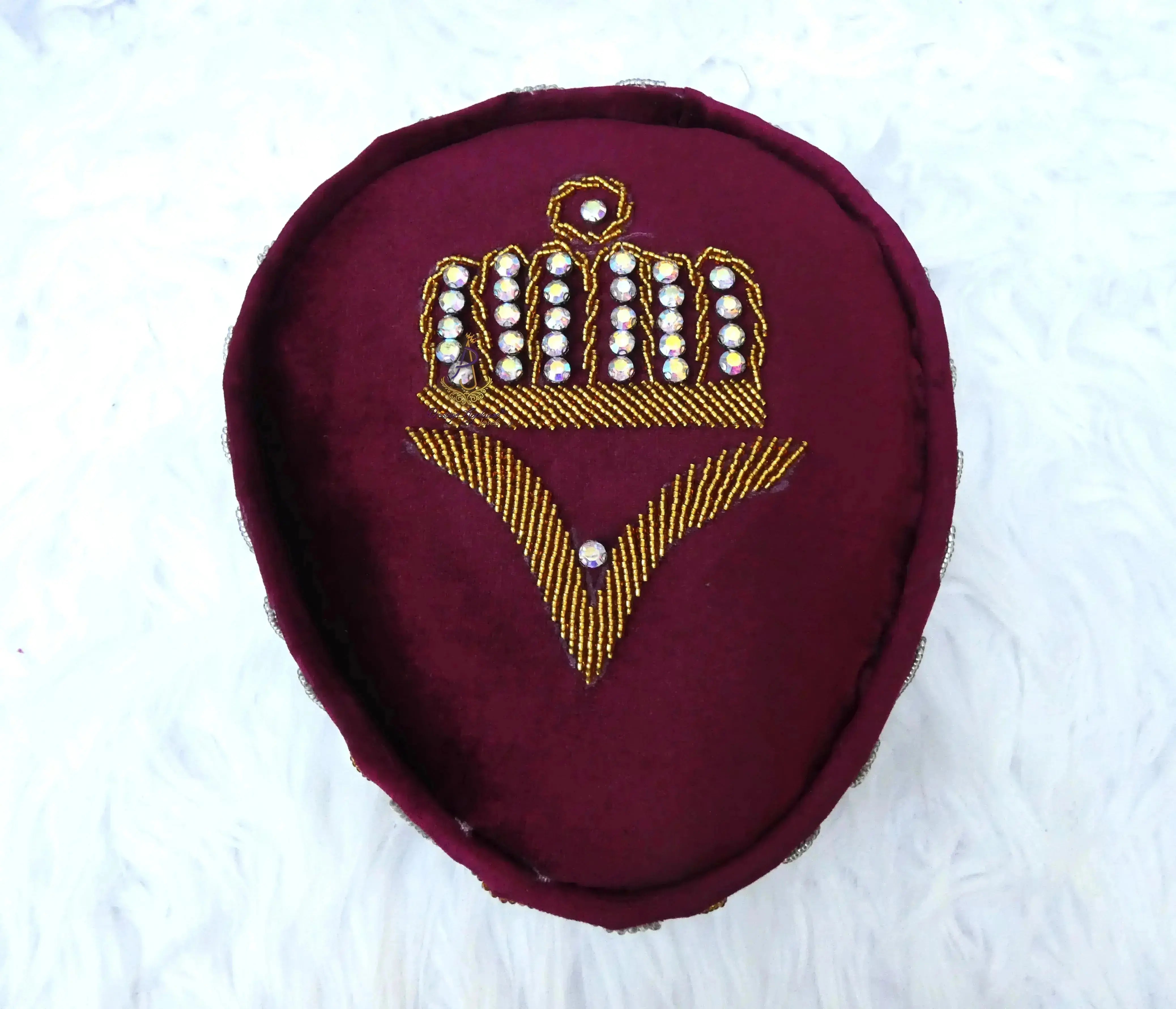 Igbo Chieftaincy Black Red Hat Beaded Ozo Cap Velvet Suede Igbo Cap ...