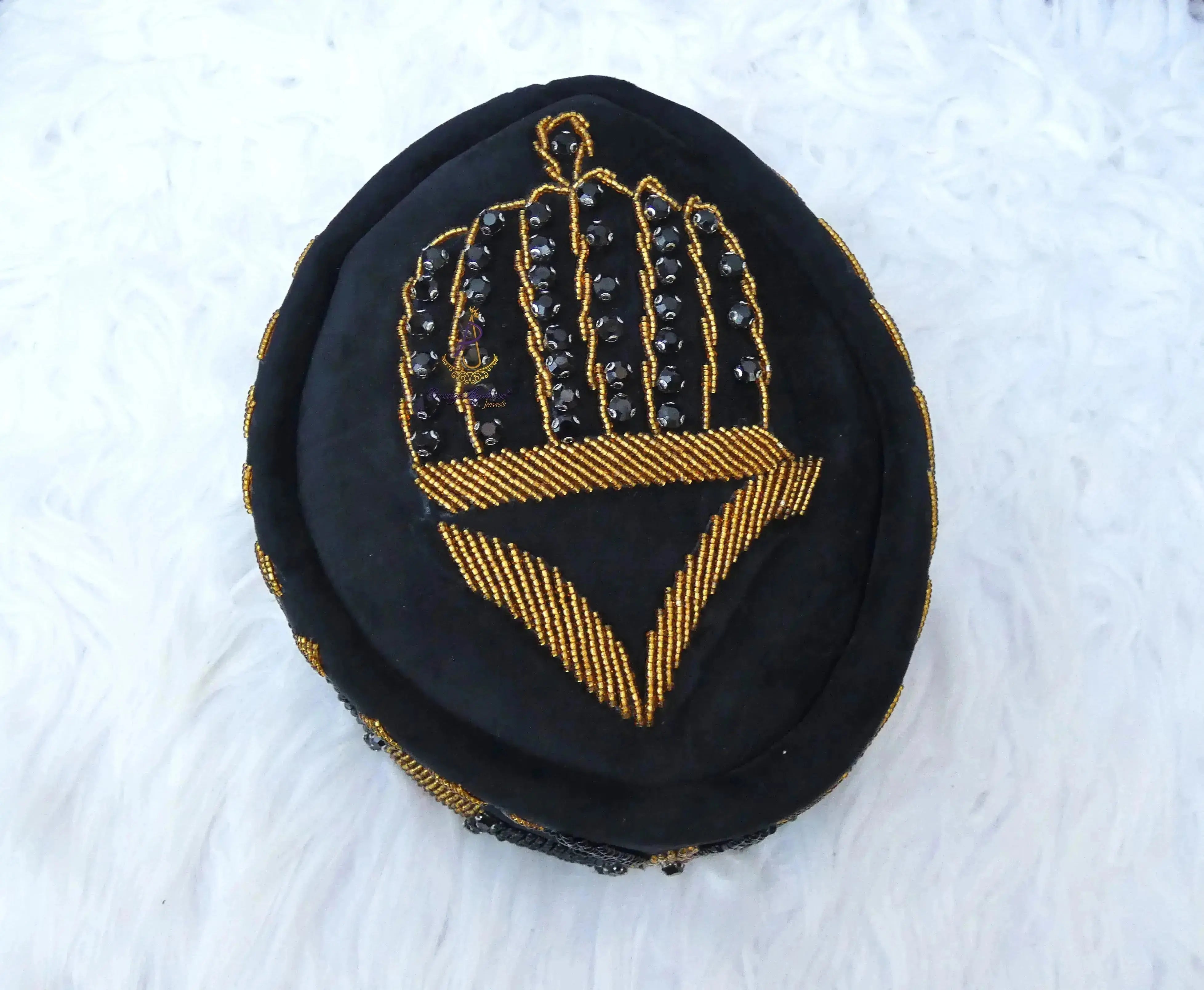 PrestigeApplause Igbo Chieftaincy Black Red Hat Beaded Ozo Cap Velvet ...