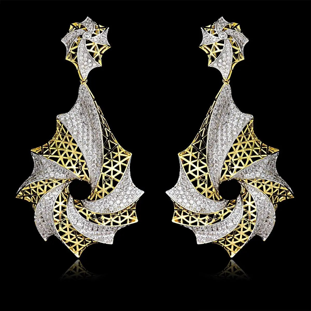 New Design Gold Cubid Zirconia Cocktail Party Celebrant Bridal Earring ...
