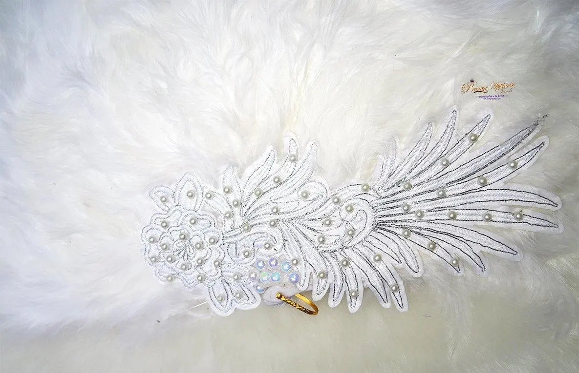 Detailed White Cream Feather Hand Fan - African Traditional Engagement ...