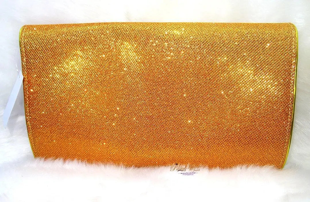 Gold/Yellow Glitter Clutch Evening Bags for Women Formal Bridal Wedding ...