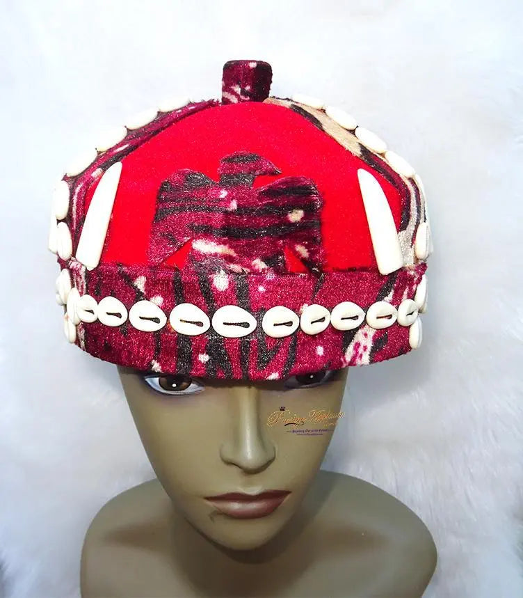 Animal skin cowries Nigerian king/chieftancy/groom cap/hat to match ...