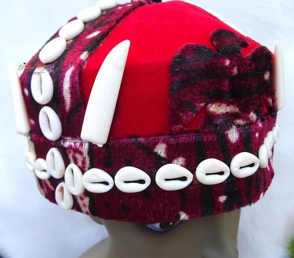 Animal skin cowries Nigerian king/chieftancy/groom cap/hat to match ...